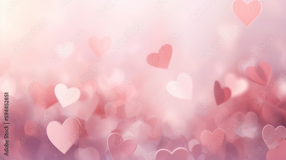 pink hearts on a background, in the style of subtle color gradations ...