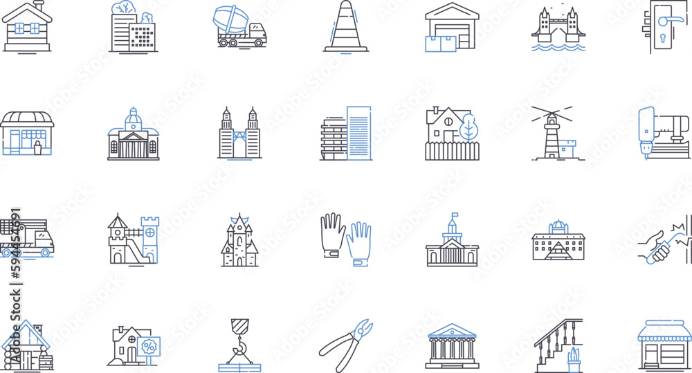 Framework plan line icons collection. Strategy, Blueprint, Layout ...