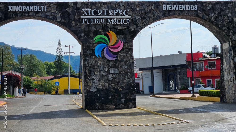 Xicotepec, Puebla, Mexico - Apr 17 2023: Entrance to the magical ... Xicotepec, Puebla, Mexico - Apr 17 2023: Entrance to the magical ...