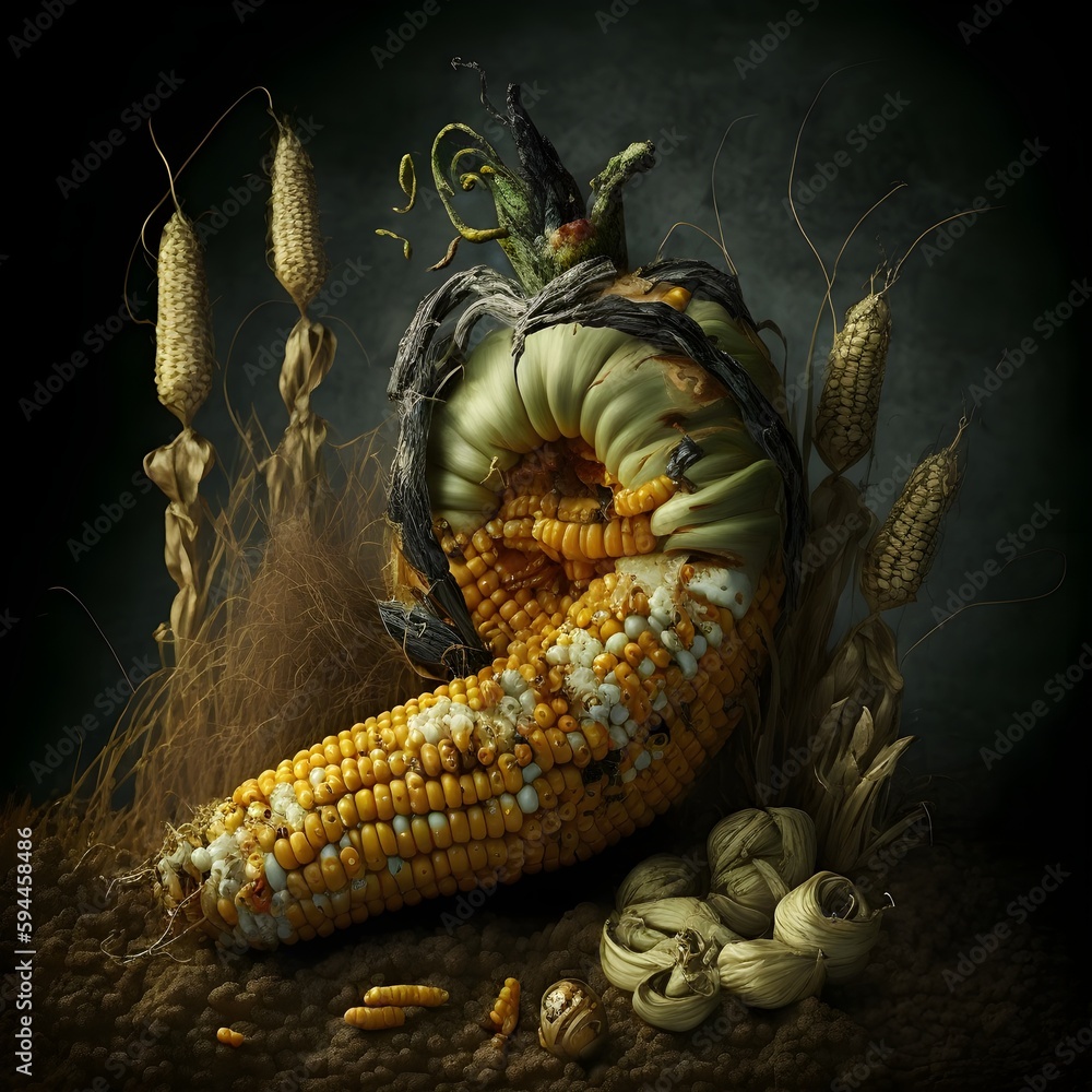 surrealist decomposing corn spiders snakes slimy stuff disgusting corn ...