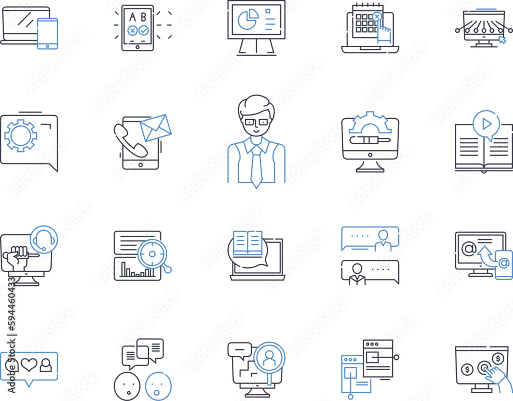 Vektorová grafika „Oversight line icons collection. Supervision ... Vektorová grafika „Oversight line icons collection. Supervision ...