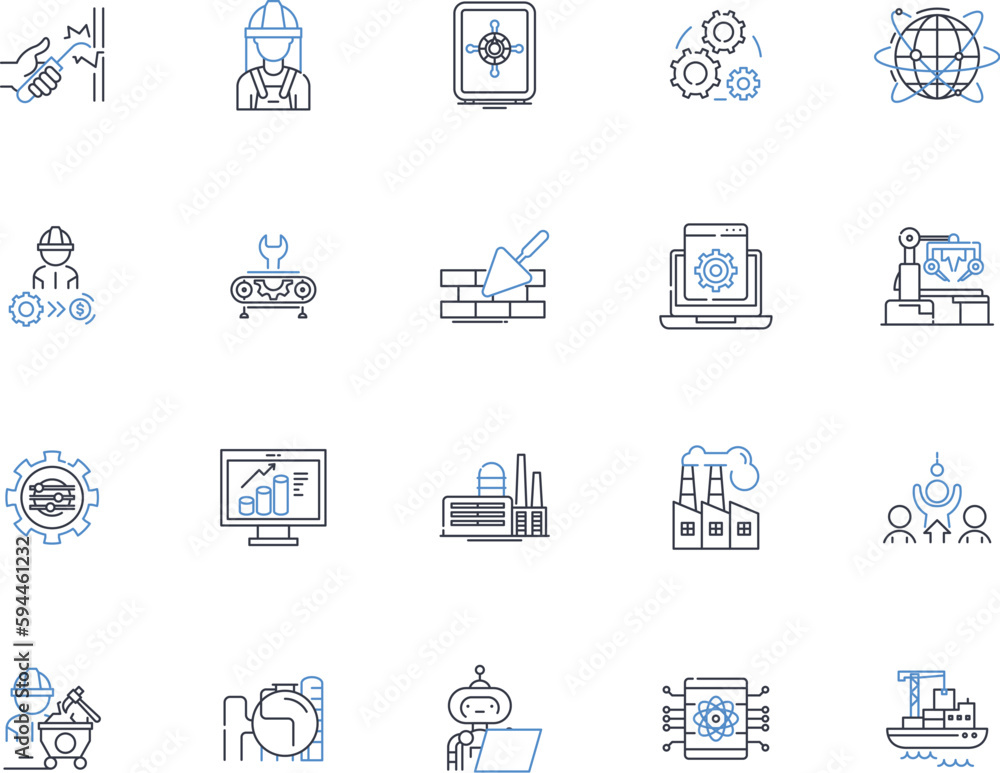 Telecommunications line icons collection. Convergence, Connectivity ...