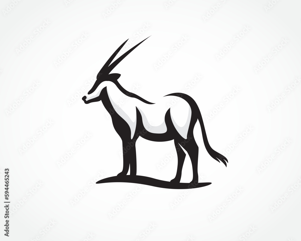 stand oryx at savana logo design template illustration inspiration ...