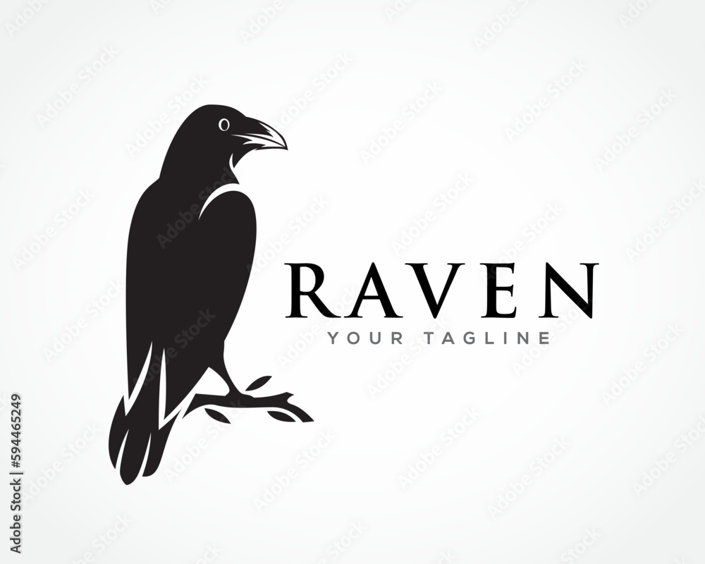 Vetor de elegant stand raven bird logo symbol design template ...