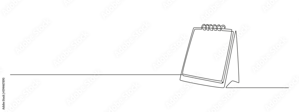 Loose-leaf calendar in one continuous line drawing. Symbol of memorable ...