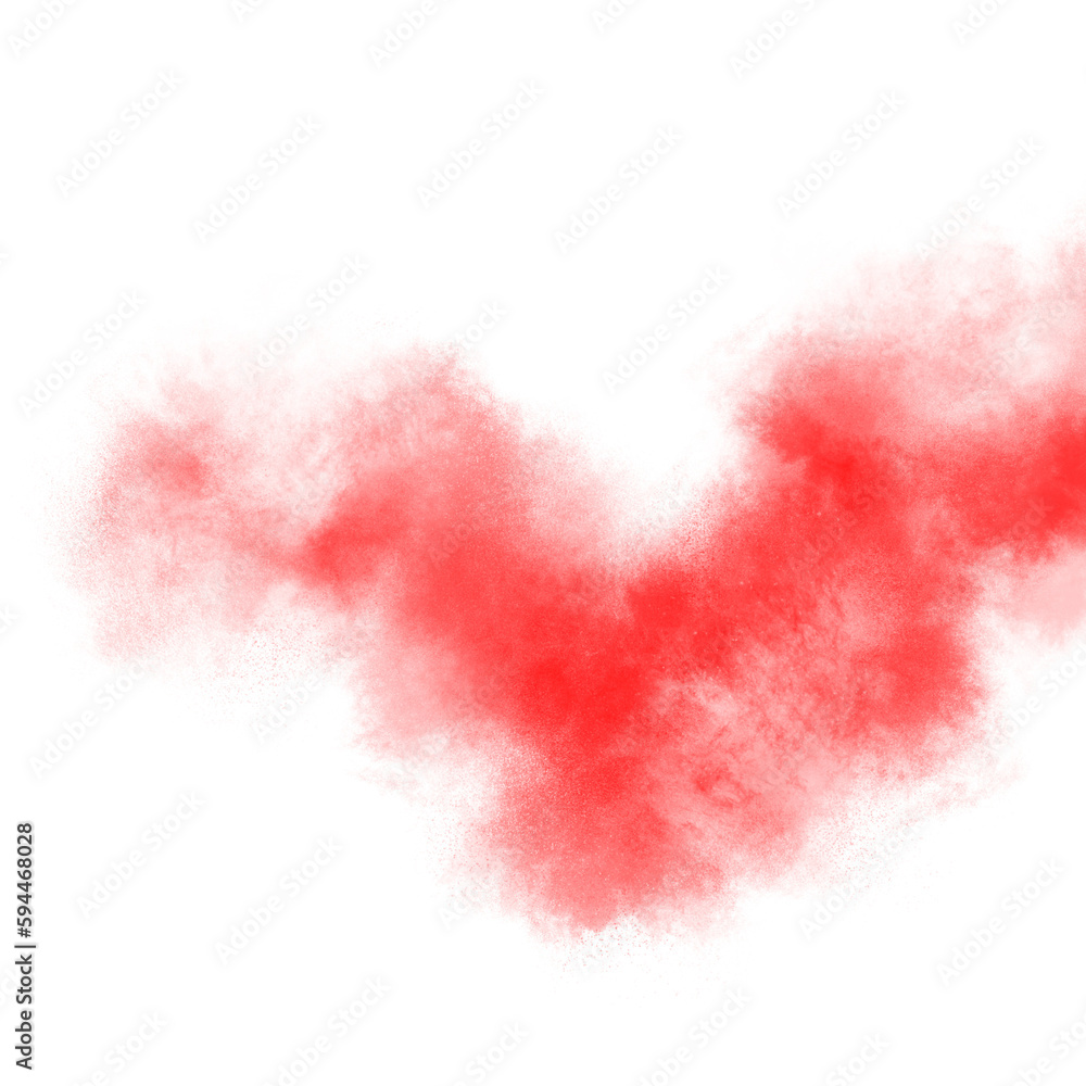 Red color powder explosion isolated on transparent background. Royalty ...