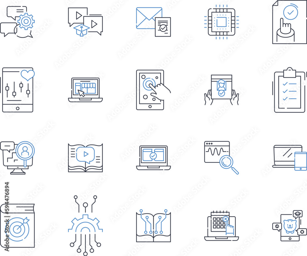 Decision Trees line icons collection. Nodes, Classification, Entropy ...