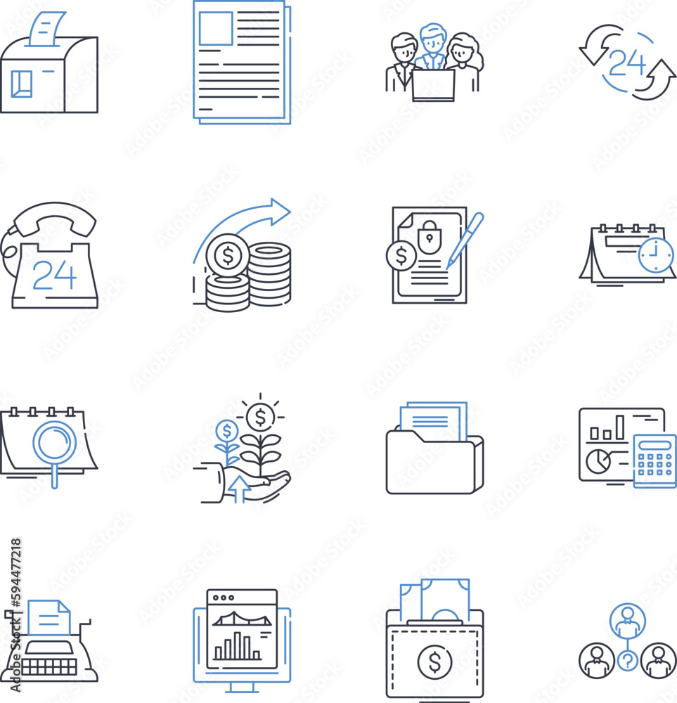 Cash management line icons collection. Budgeting, Forecasting, Banking ...