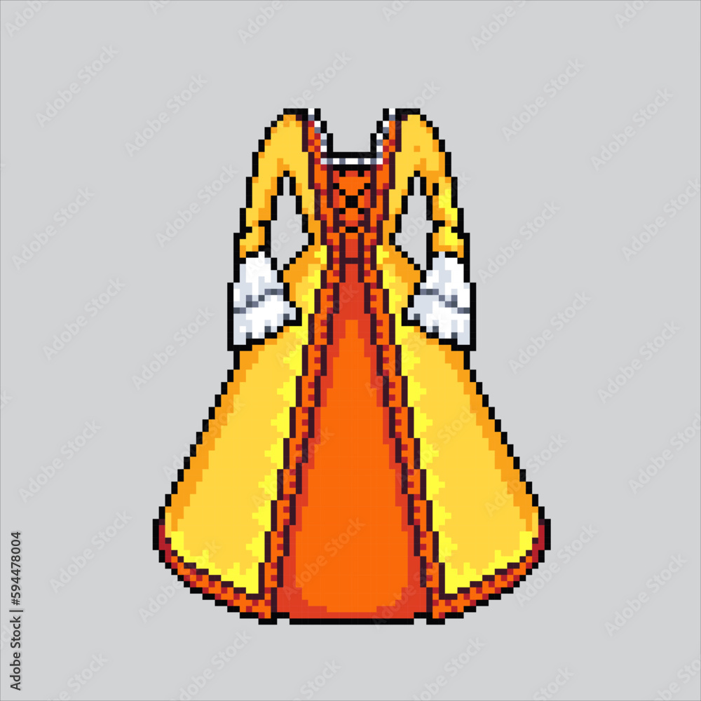 Pixel art illustration dress. Pixelated female dress. women dress ...