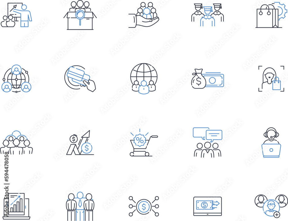 Financial analytics line icons collection. Forecasting, Budgeting ...