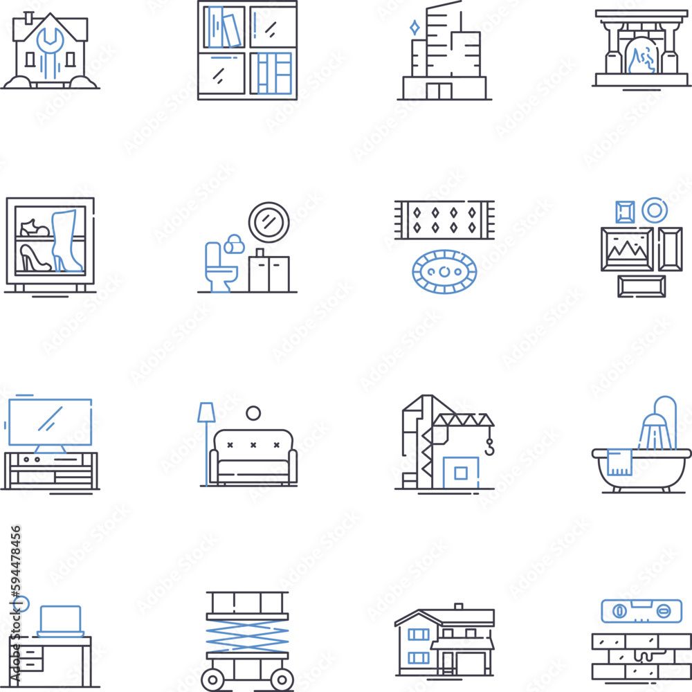 Room renovation line icons collection. Refurbishment, Makeover ...