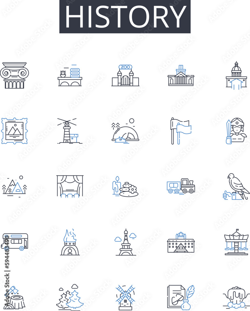 History line icons collection. Culture, Legacy, Tradition, Timeline ...