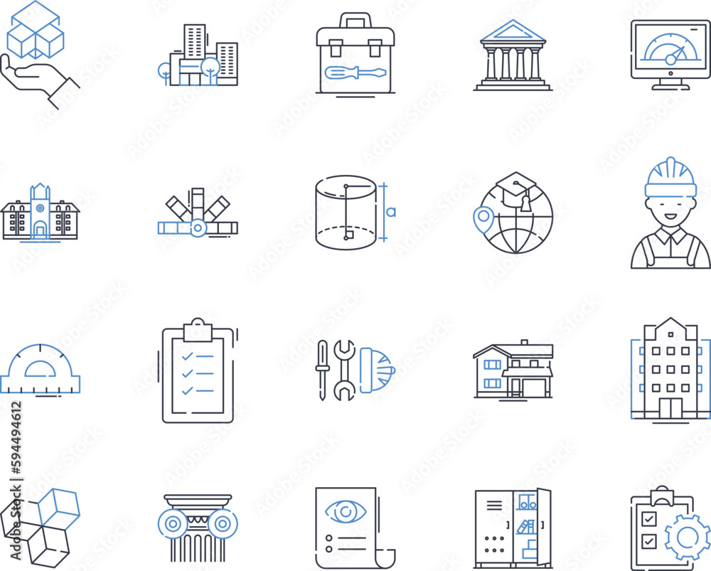 Industrial machinery line icons collection. Automation, Assembly ...