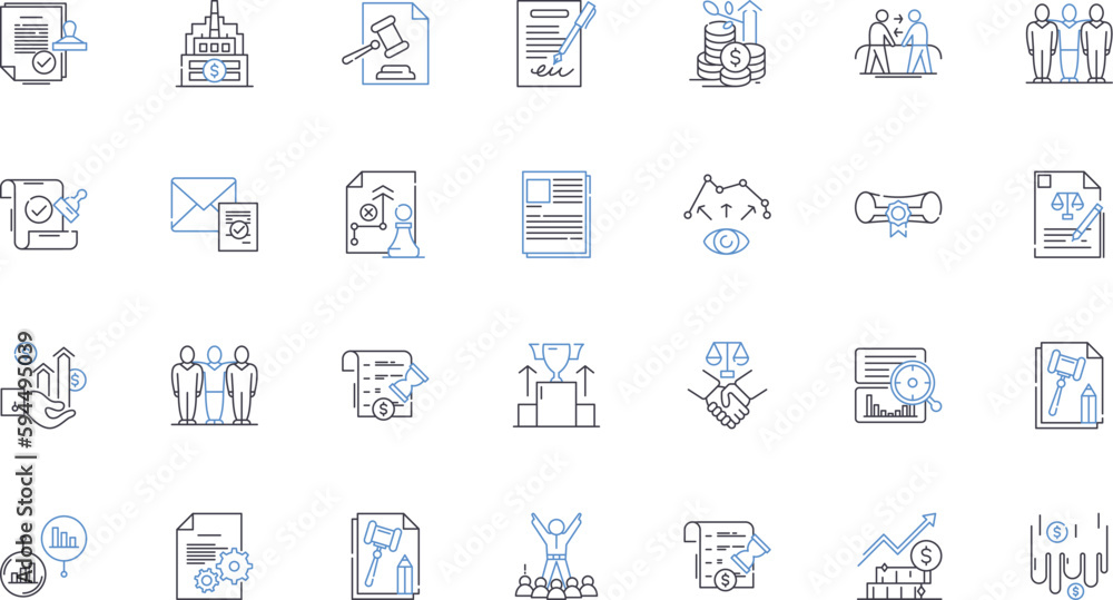 Criminal justice line icons collection. Punishment, Rehabilitation, Sentencing, Incarceration ...