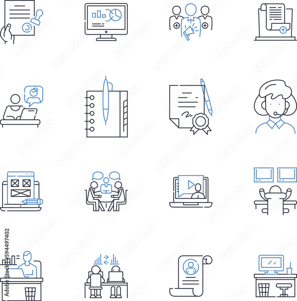 Cooperative action line icons collection. Collaboration, Teamwork ...