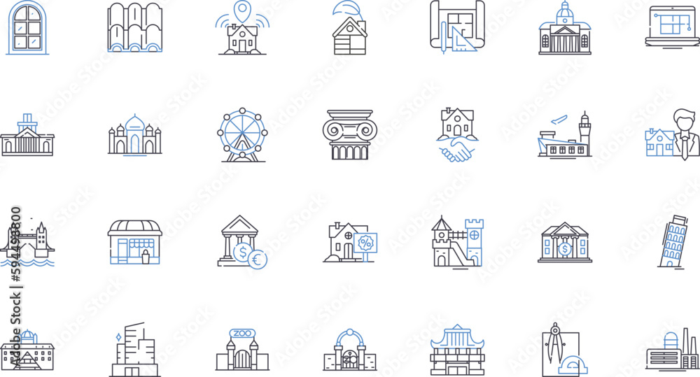 Residences line icons collection. Home, Apartment, Mansion, Condo ...