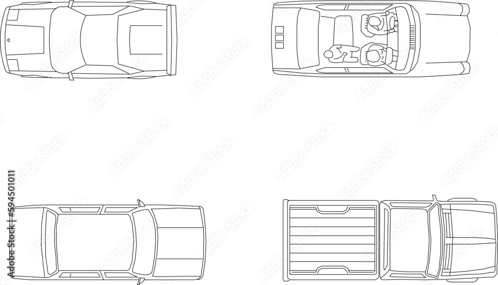 Vector sketch illustration set of simple cars top view Stock Vector ...