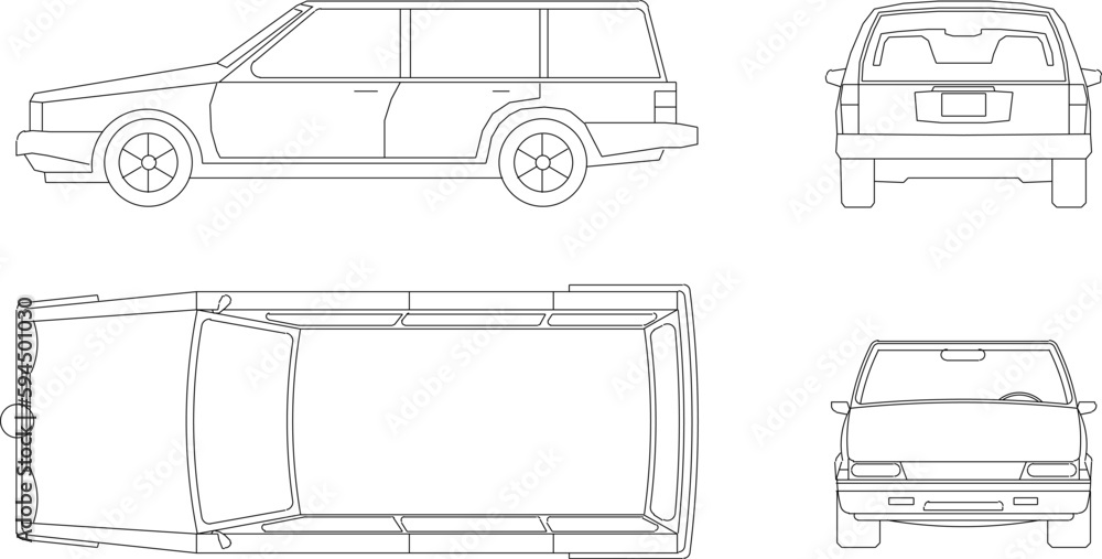 Vector sketch illustration set of simple cars side view Stock Vector ...