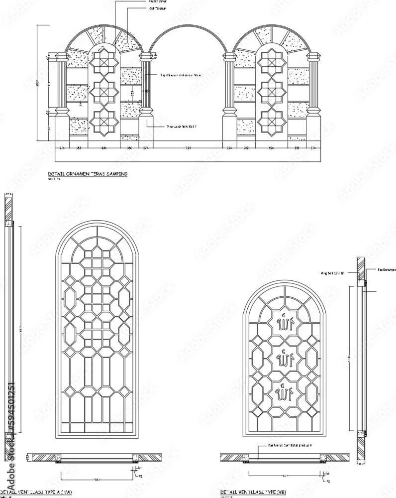 Vector sketch of holy mosque door and window frame design illustration ...