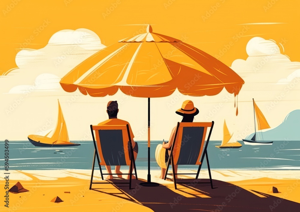 Beach Summer Couple Island Vacation Holiday Relax Two People Sitting