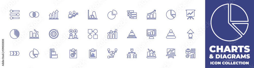 Charts and diagrams line icon collection. Editable stroke. Vector ...