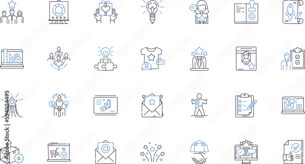 Market research line icons collection. surveys, analysis, statistics ...