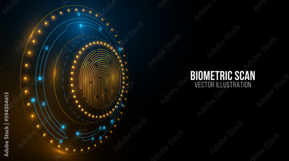 Biometric verification background for your technology design. Glowing ...