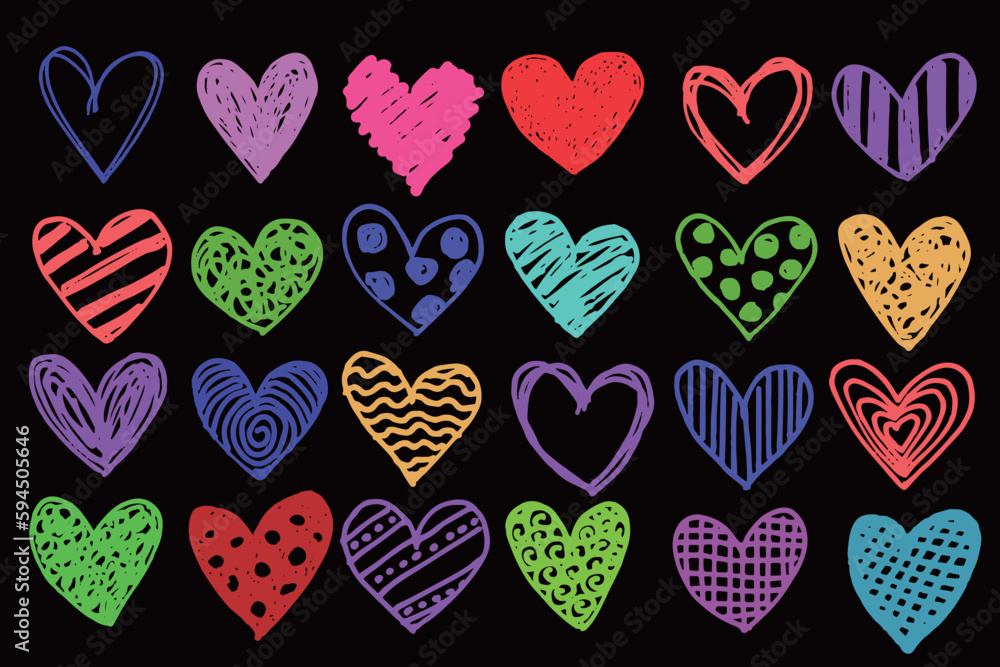 Hand drawn heart mark set,vector illustration Stock Vector | Adobe Stock