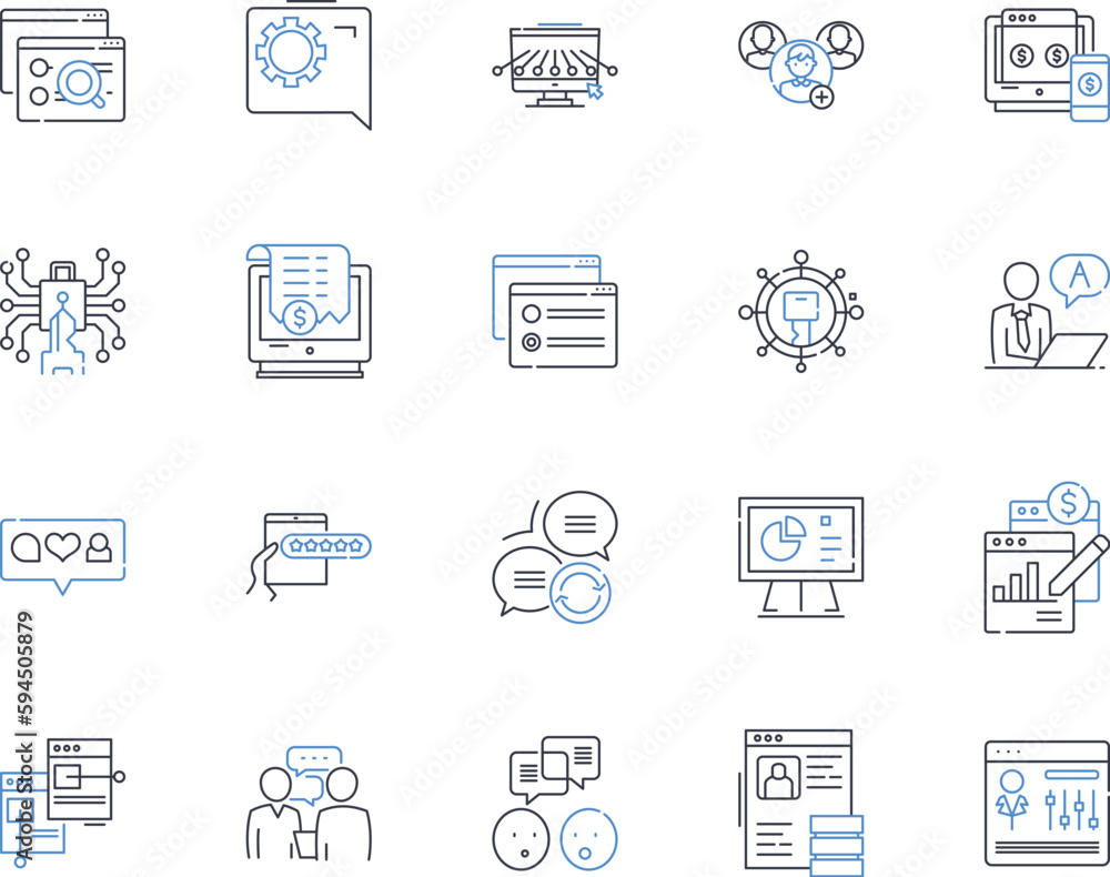Facilitating line icons collection. Guiding, Nurturing, Supporting ...
