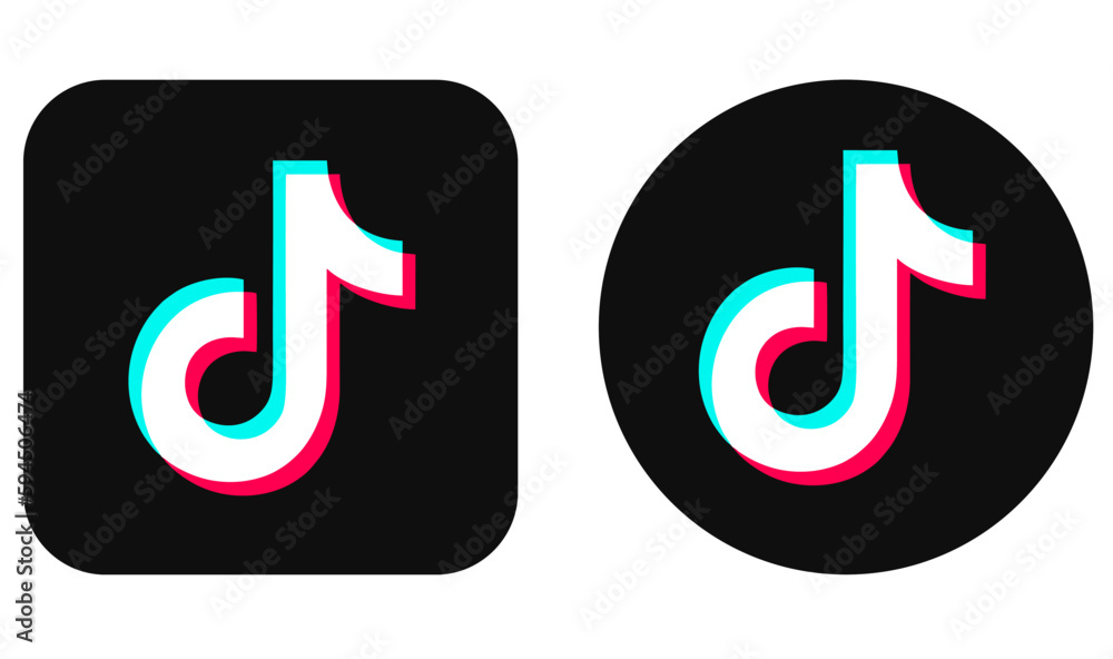 Tiktok icon set isolated on transparent png background. Stock Vector ...