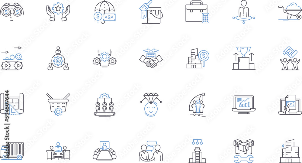 Establishment system line icons collection. Hierarchy, Power, Control ...