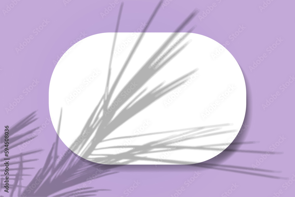 A horizontal oval sheet of white paper on the pink wall background ...