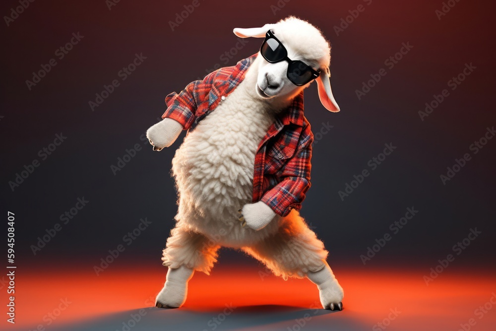 Sheep Rapper Dancer Backdrop Generative AI Stock Illustration | Adobe Stock