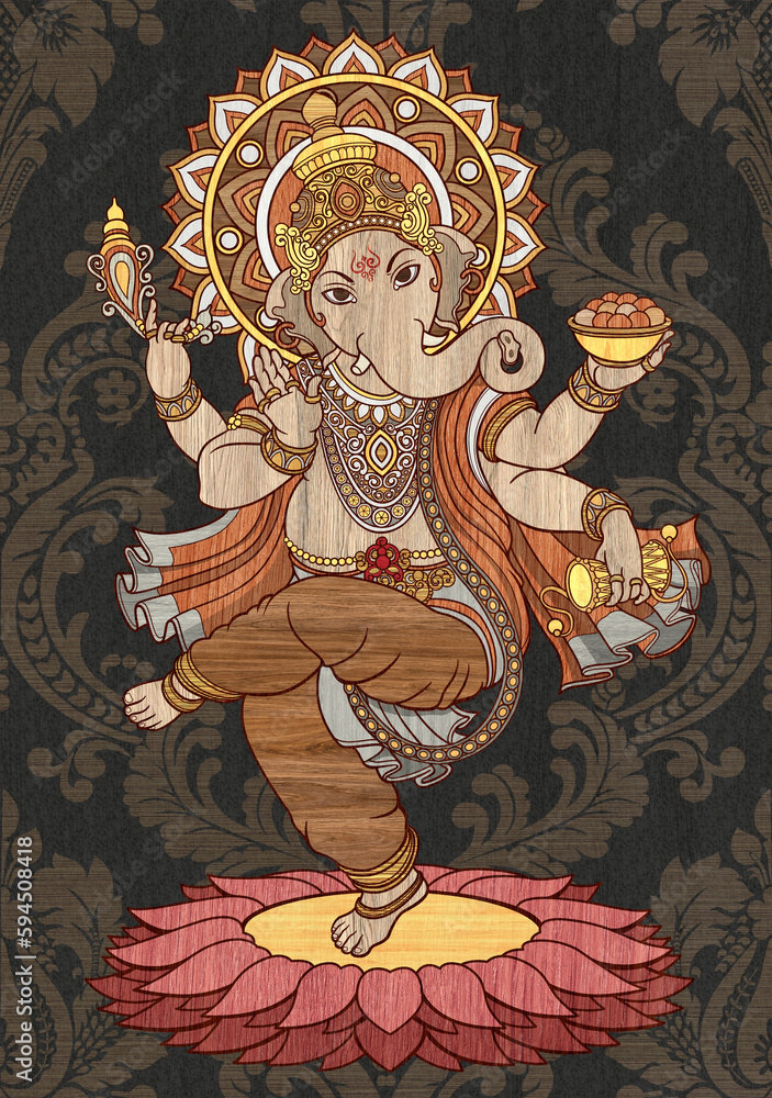 Lord Ganesha with colurful wood texture background wallpaper design ...