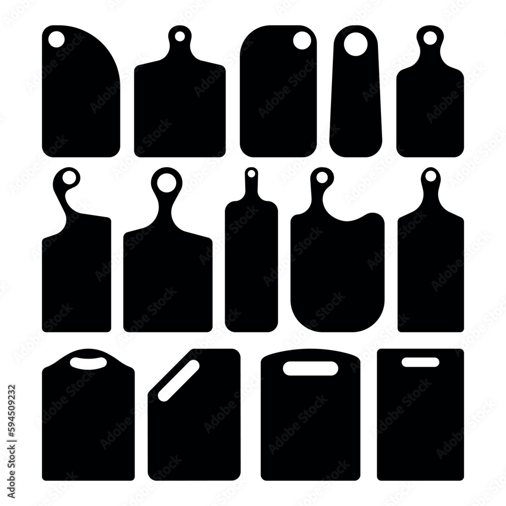 Cutting board set stencil templates kitchen equipment clipart Stock ...
