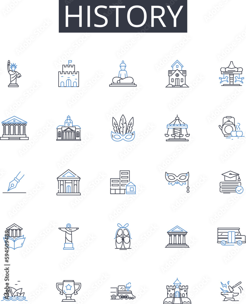 History line icons collection. Culture, Legacy, Tradition, Timeline ...