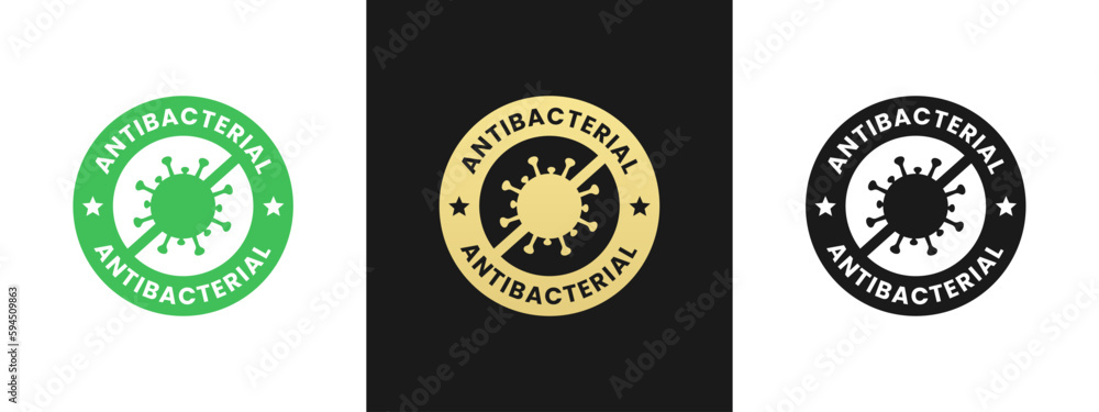 Antibacterial Label Or Antibacterial Icon Vector Isolated In Flat Style