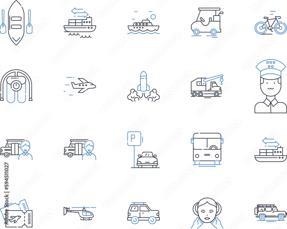 Vetor de Transit line icons collection. Commute, Bus, Train, Subway ...