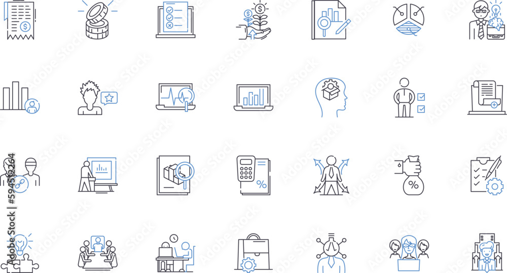Stock line icons collection. Shares, Equity, Trading, Market, Price ...