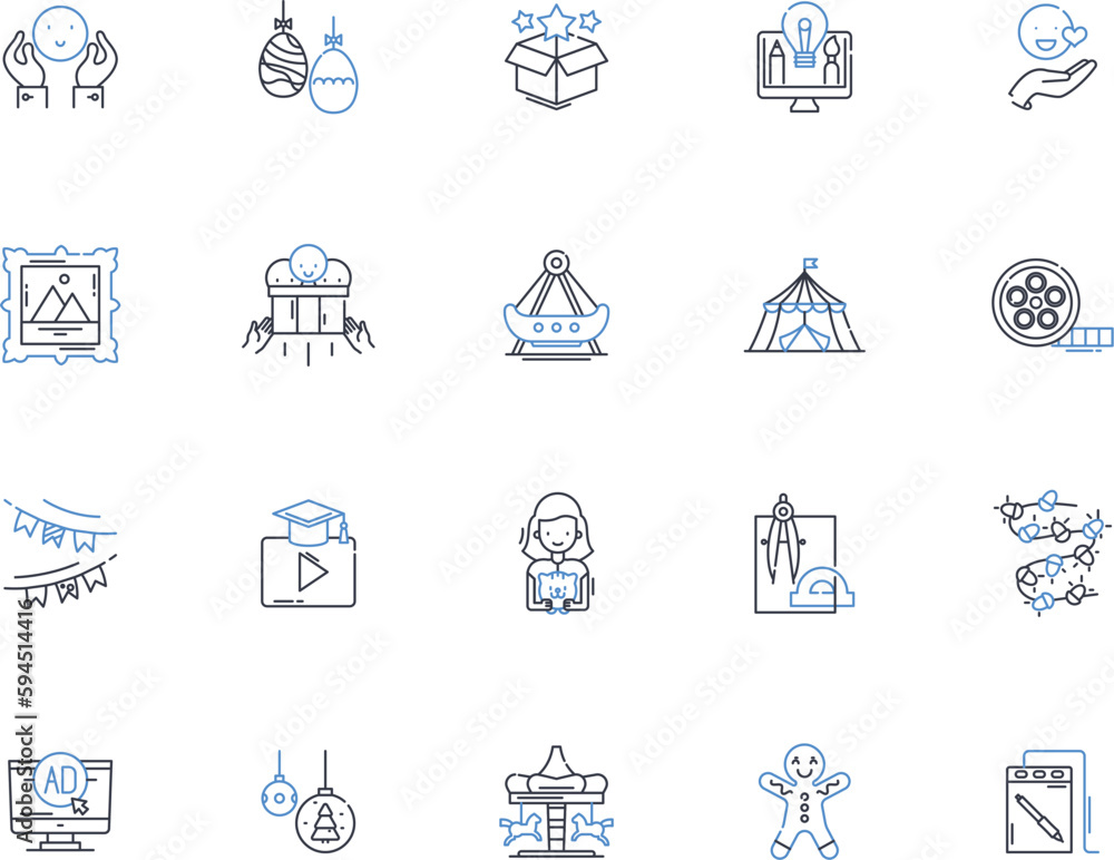 Vecteur Stock Celebration line icons collection. festivity, jubilation ...