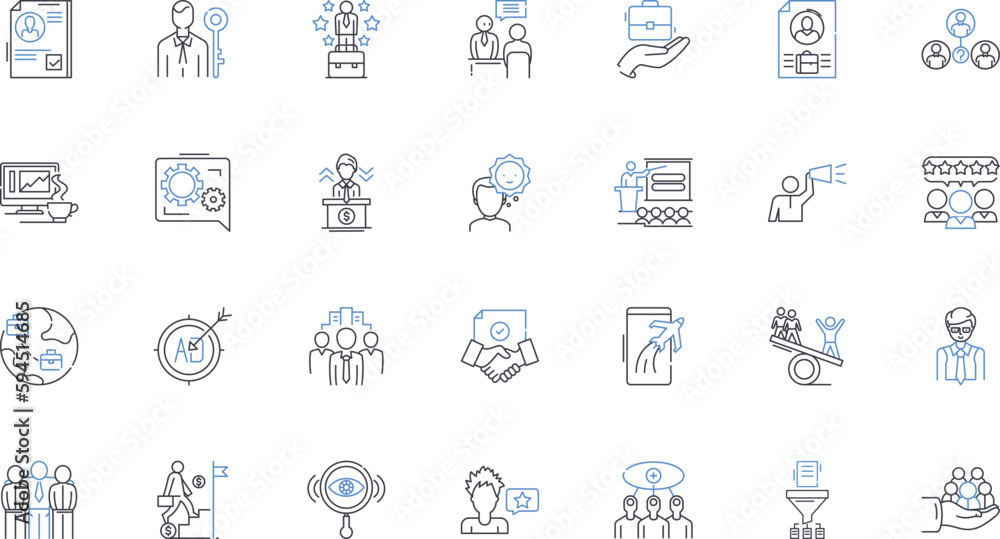 Board members line icons collection. Governance, Leadership ...