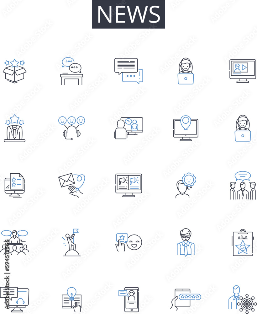 News line icons collection. Information, Intelligence, Update, Bulletin ...