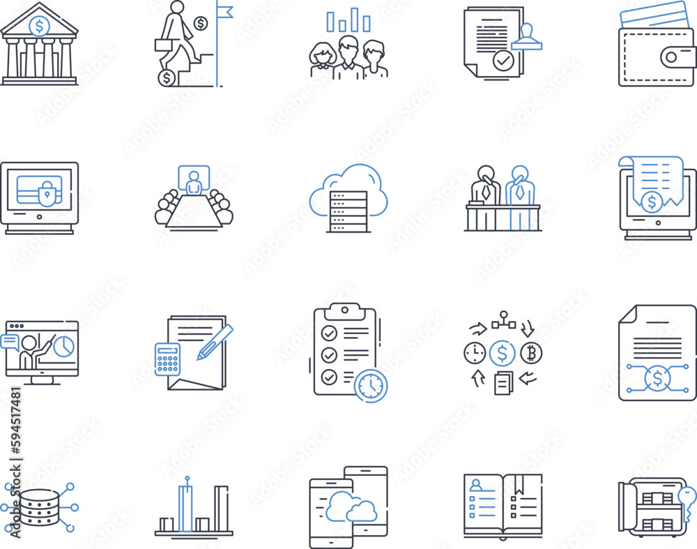 Pinching pennies line icons collection. Frugality, Budgeting, Saving ...