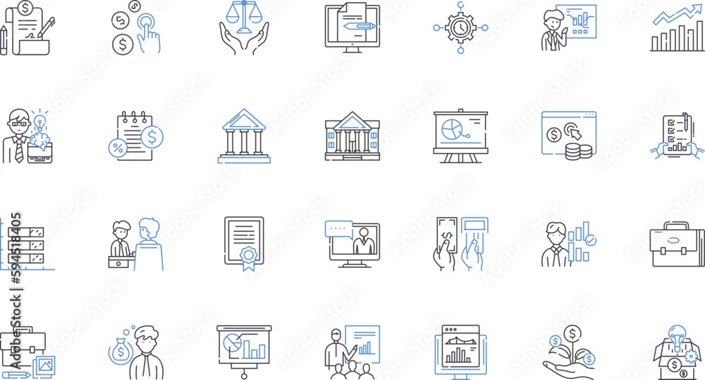 Tax line icons collection. Income, Deductions, Refund, Return, Audit, E ...