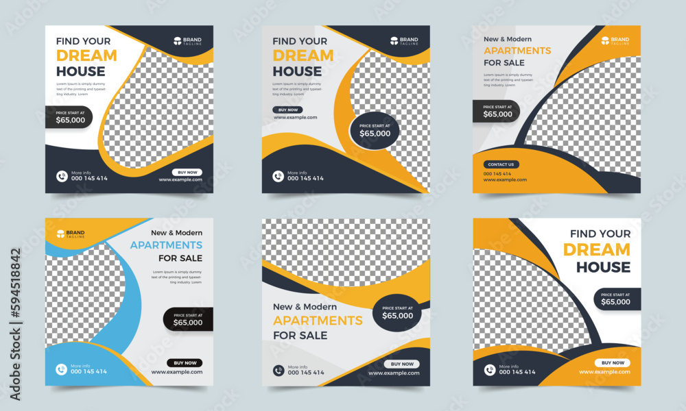 Real estate business banner design collection. Home sale or real estate ...