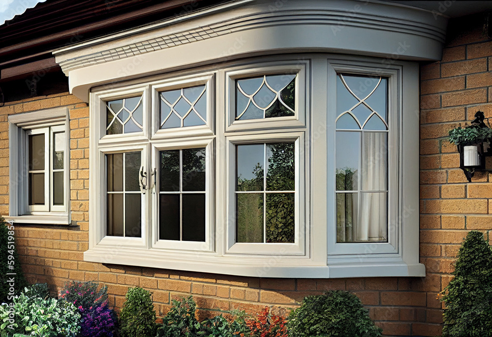 Typical classic English window on building facade. Stock Illustration ...