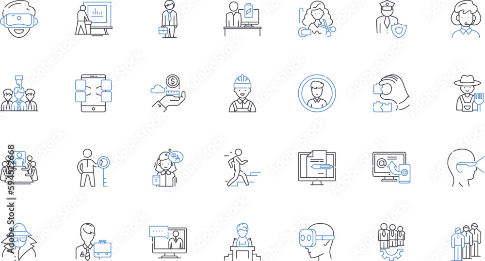 Academic pursuit line icons collection. Learning, Scholarship, Research ...