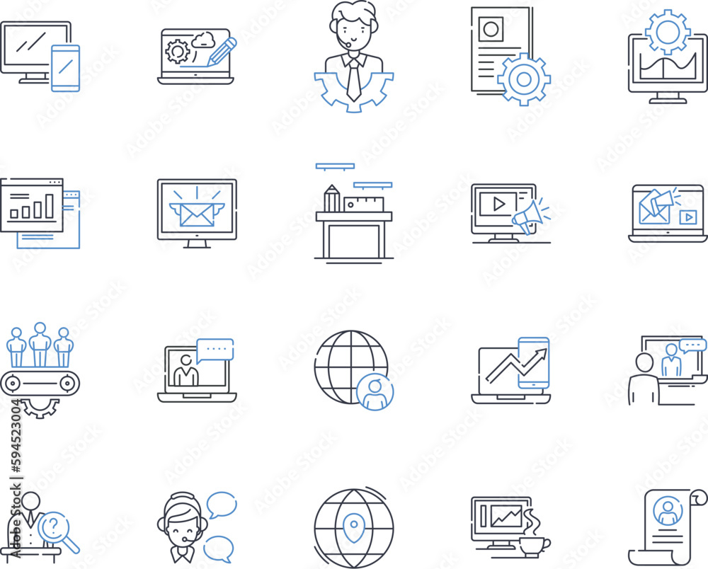 Coordinated effort line icons collection. Collaboration, Teamwork ...