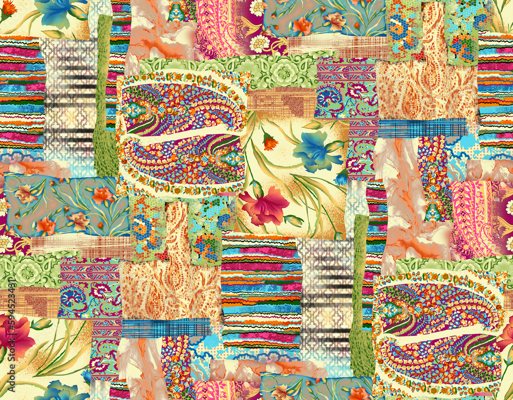 Seamless digital textile fabric pattern design Stock Illustration ...