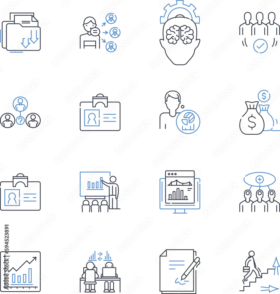 Organizational vision line icons collection. Direction, Purpose ...